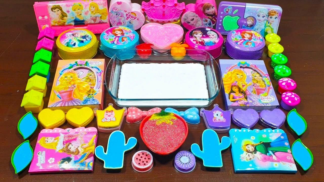 Mixing so many things into Glossy slime ! Satisfying slime video ! Alex ...