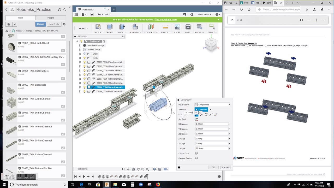 3. Pushbot Crossbar assembly - YouTube