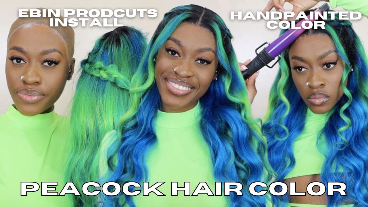 Peacock Custom Hand Painted Hair Color | 4 HOURS LONG | EBIN Products ...