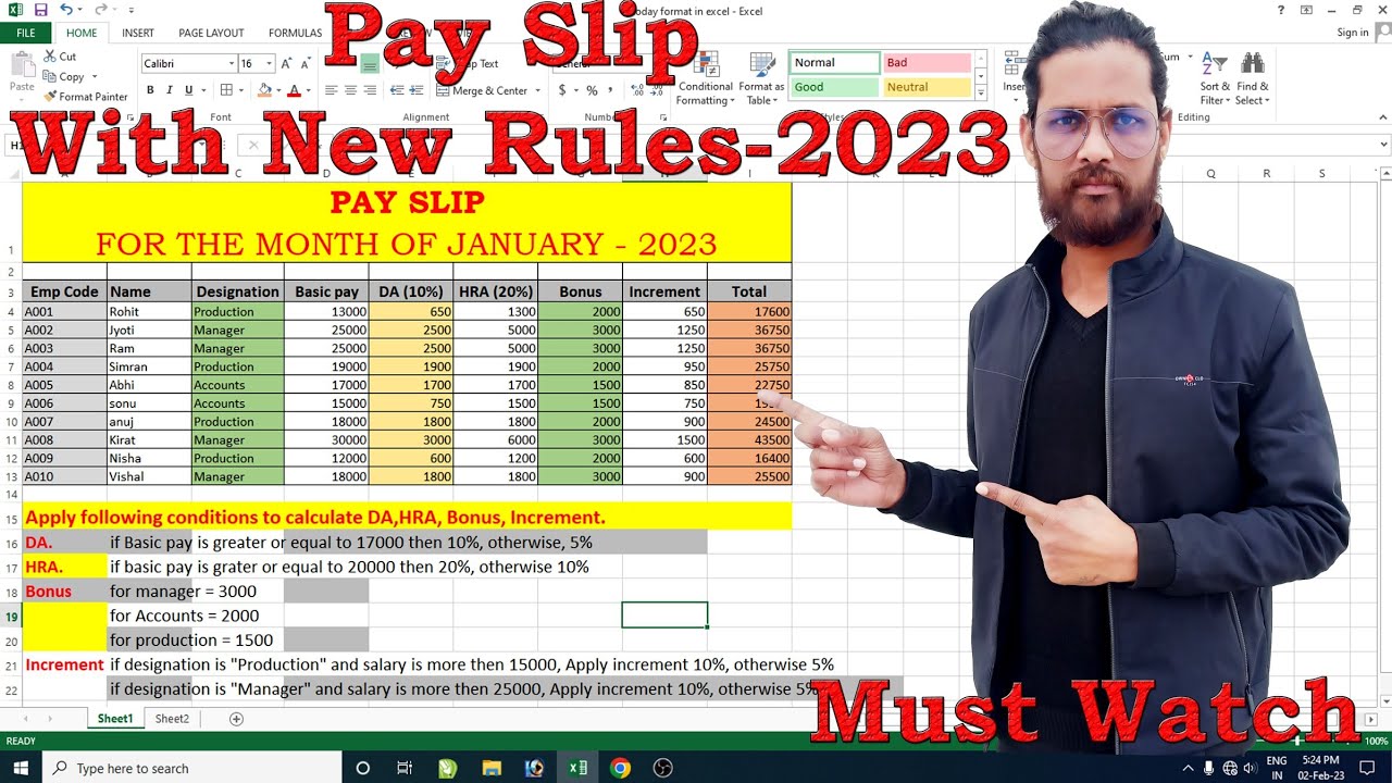 Pay Slip In Excel With New Rules 2023 Salary Formula In Excel YouTube pay-slip-in-excel-with-new-rules-2023-salary-formula-in-excel-youtube