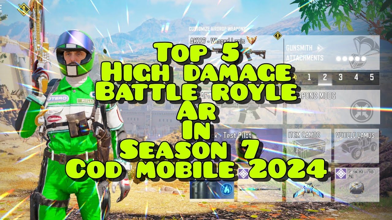 TOP 5 BATTLE ROYLE AR LOADOUT IN SEASON 7 BR COD MOBILE 2024 - YouTube
