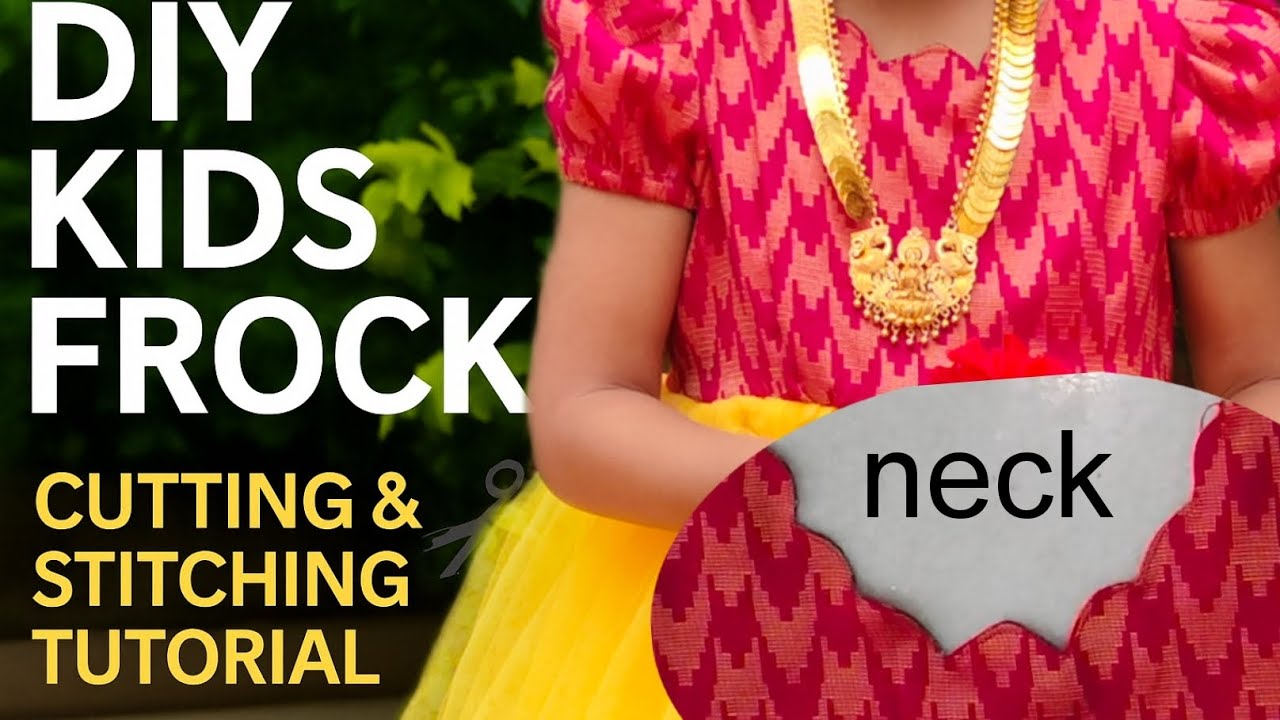 DIY Kids Long net Frock cutting and Stitching | Puff Sleeves with ...