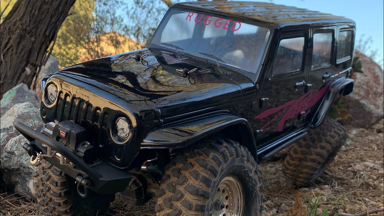 Rc Jeep Rubicon rock crawler on scale cralwer course - YouTube