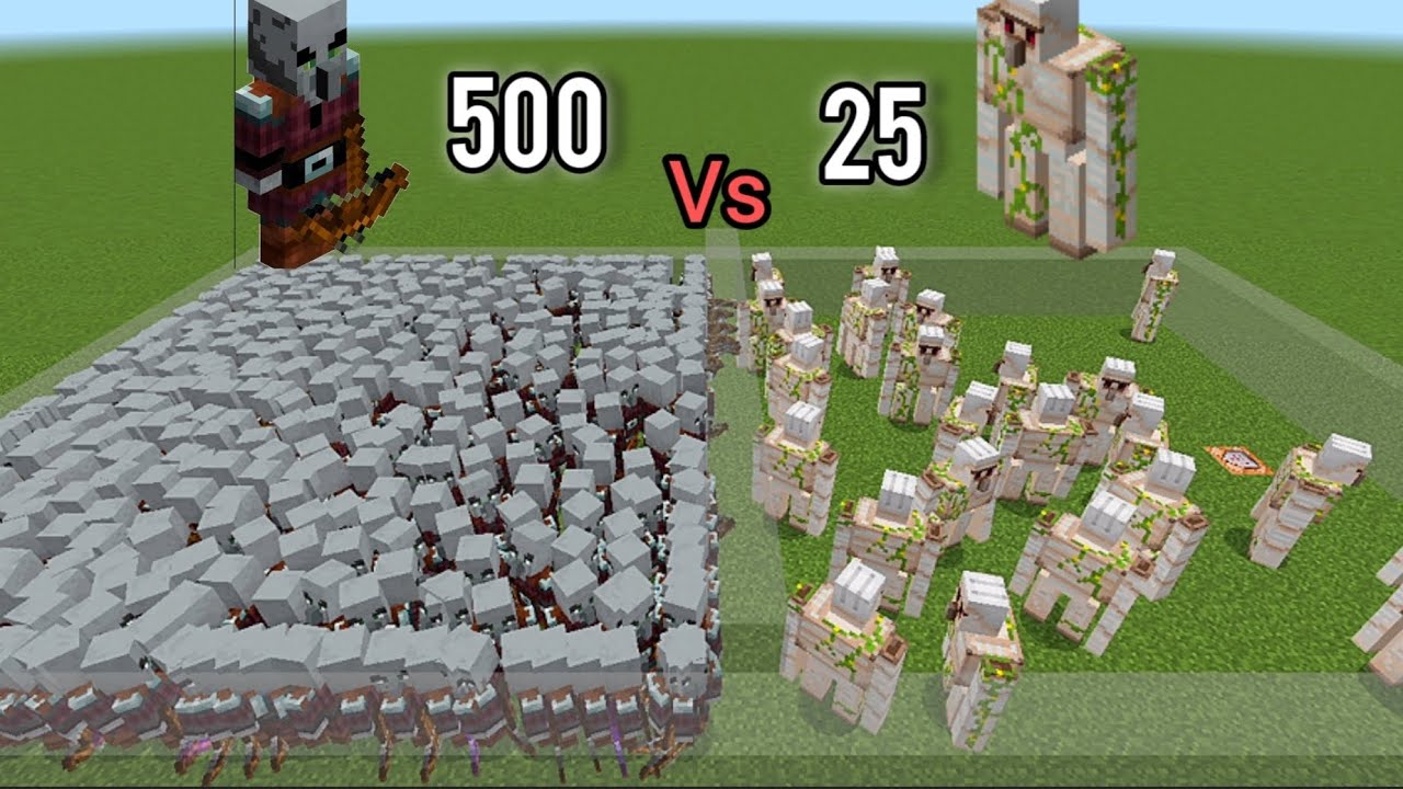 Minecraft 500 pillager Vs 25 Iron Golem 🤯 - YouTube