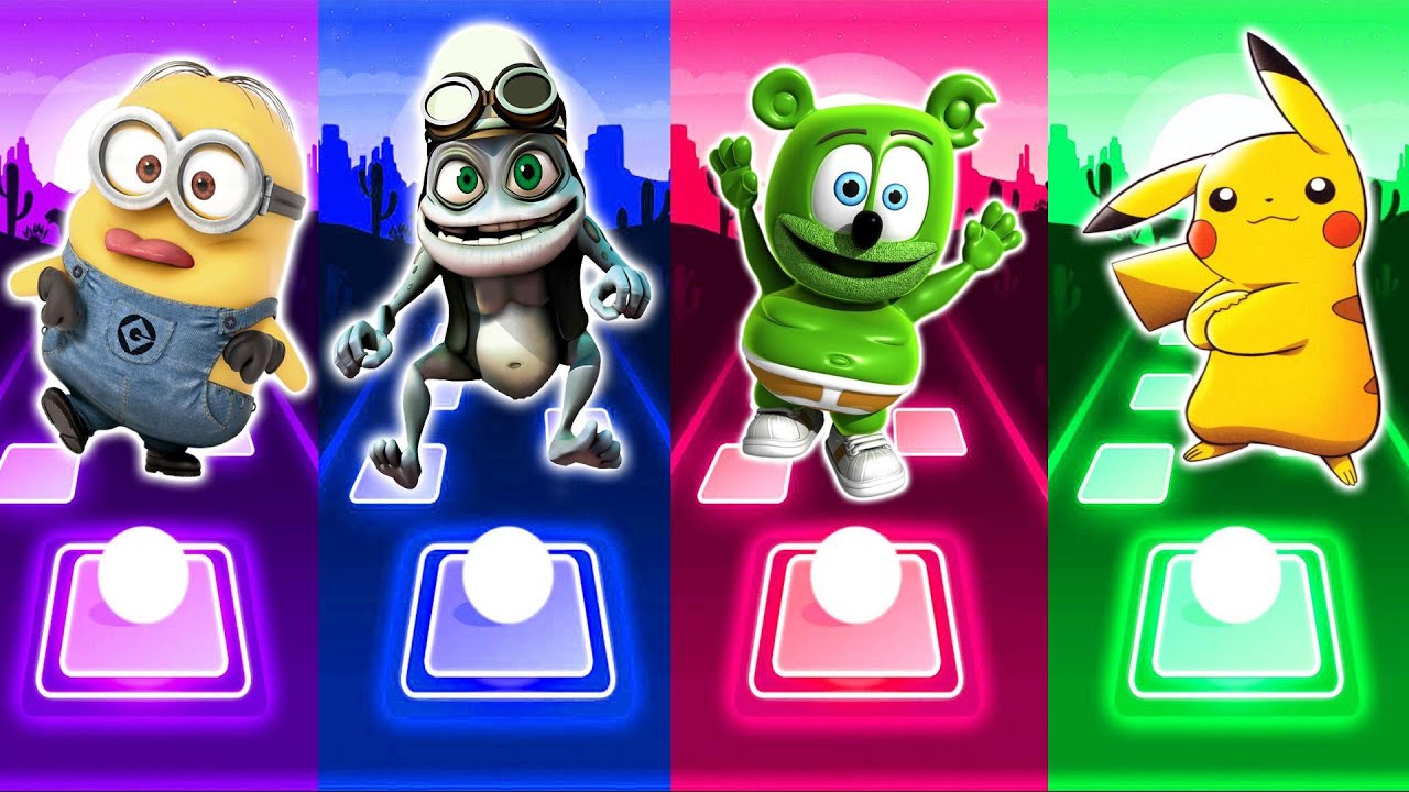Minion 🆚 Crazy Frog 🆚 Gummy Bear vs Pikachu TILES HOP EDM RUSH - YouTube