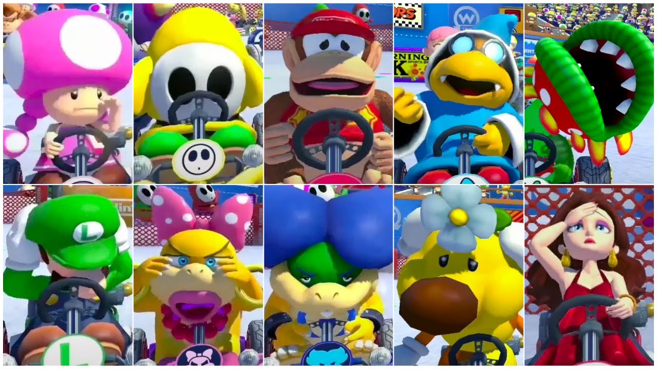 Mario Kart 8 Deluxe - All Characters Losting Animations (DLC Included ...