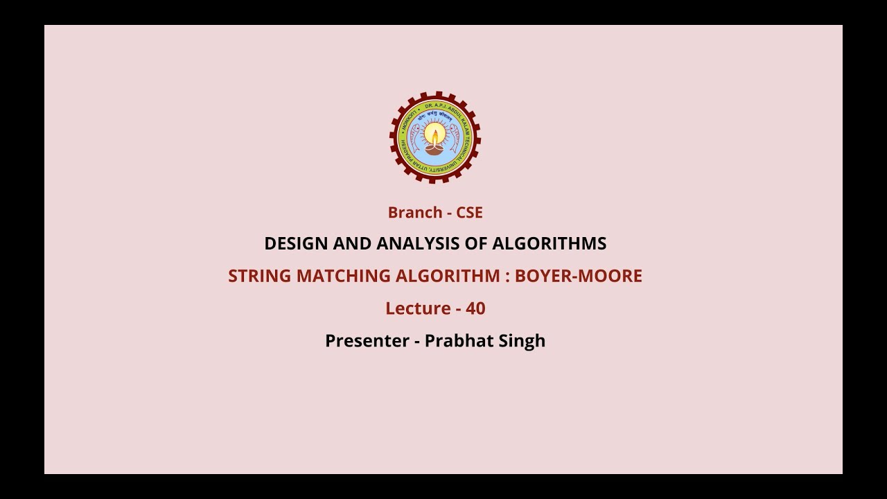 Design And Analysis Of Algorithm String Matching Algorithm Boyer 4115