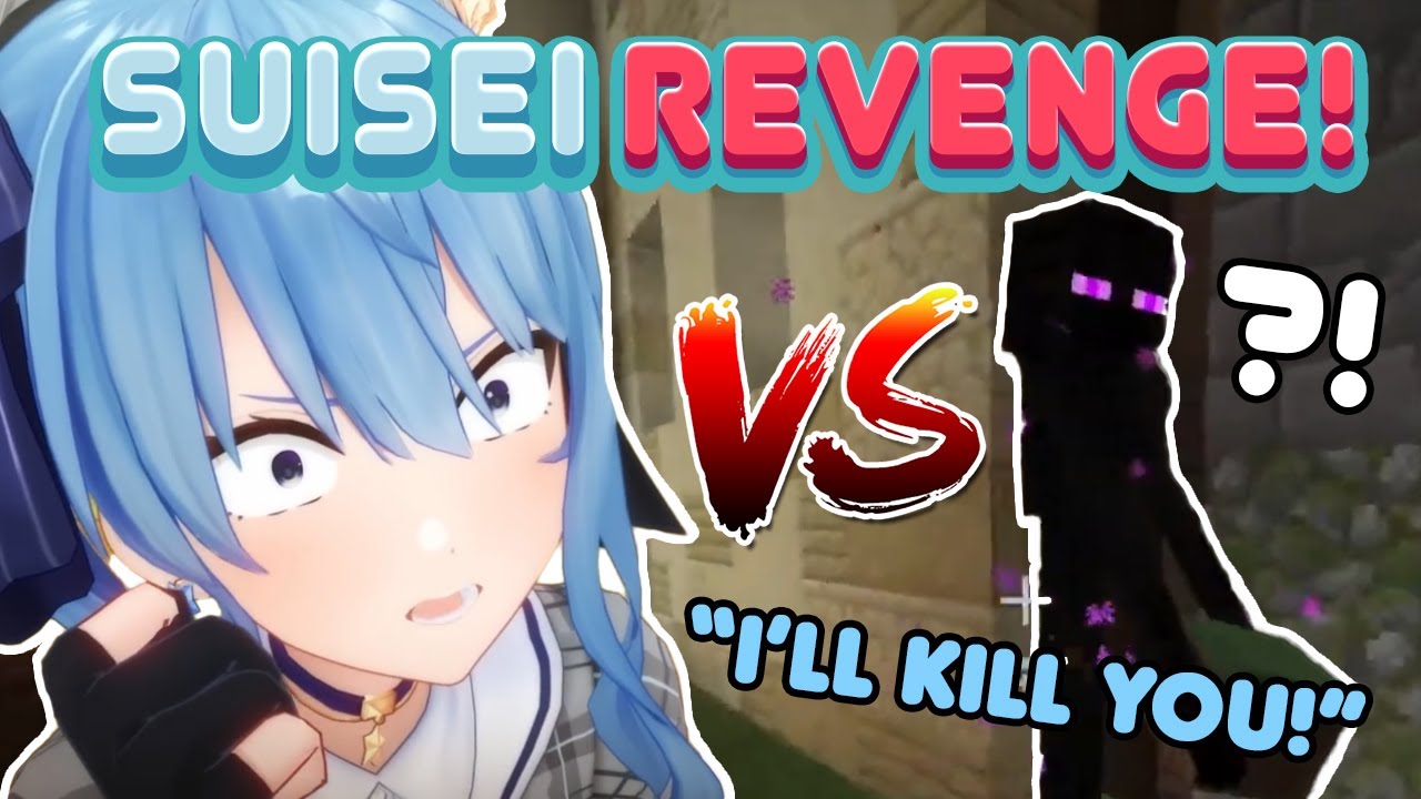 Suisei Finally Conquers Her Fear of Endermen in Minecraft!【Hoshimachi ...