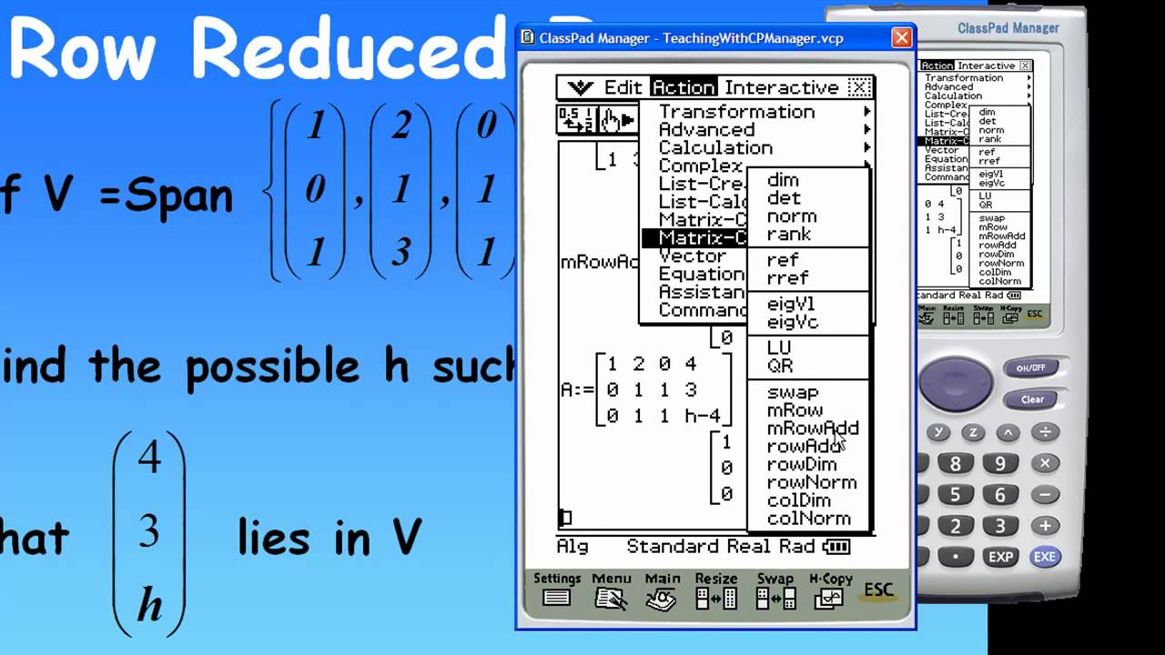Span of vectors with ClassPad.mp4 - YouTube