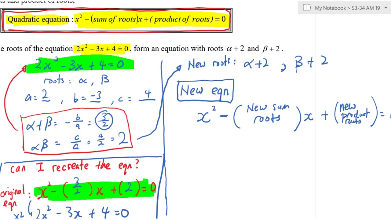 AM Sum Product Roots Form New Equation YouTube