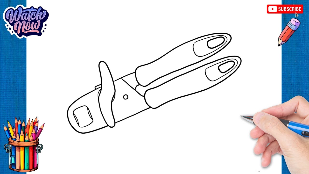 How to draw Can Opener - Kitchen Utensils Drawing - YouTube