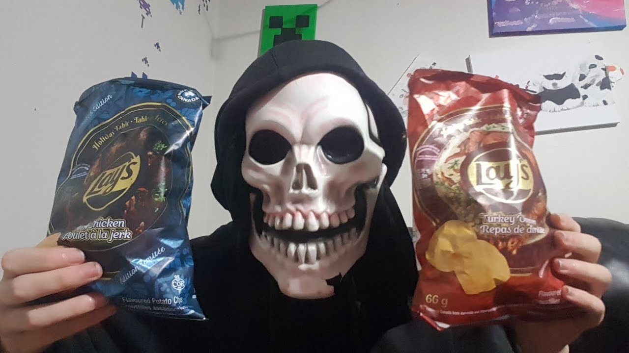 Trying Lays Turkey dinner and Jerk chicken - YouTube