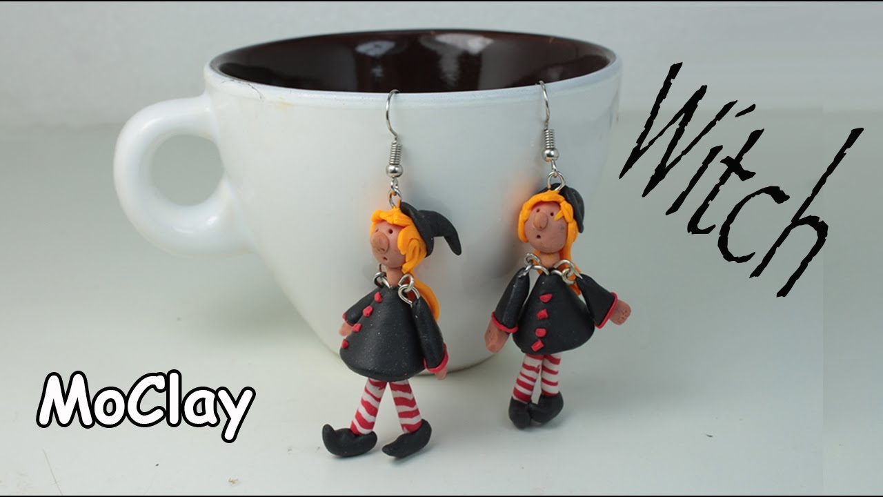 Halloween Witch miniature. Diy earrings tutorial - YouTube
