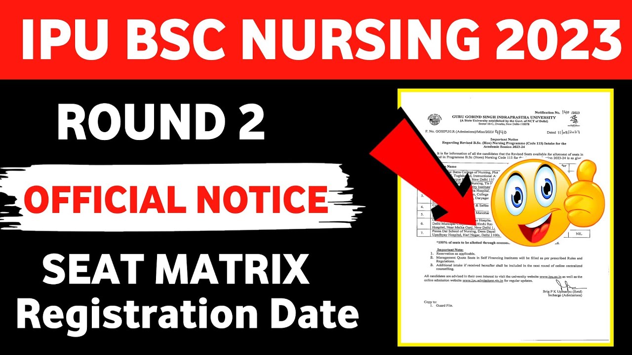 IPU Bsc Nursing Round 2 Seat Matrix Released || IP University BSC ...