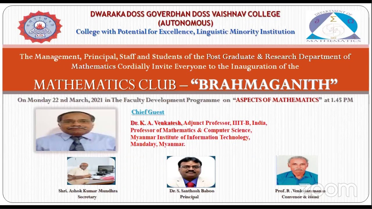 DGVC FDP Mathematics Day 1 - YouTube