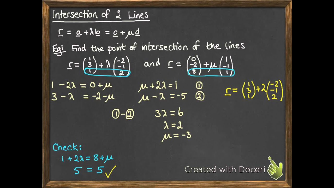 Vectors 2.2 Intersection of lines - YouTube