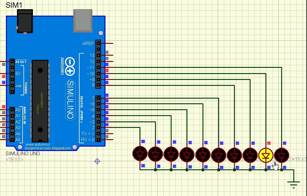 10 led arduino 2015 01 22 18 41 11 #Proteus - YouTube