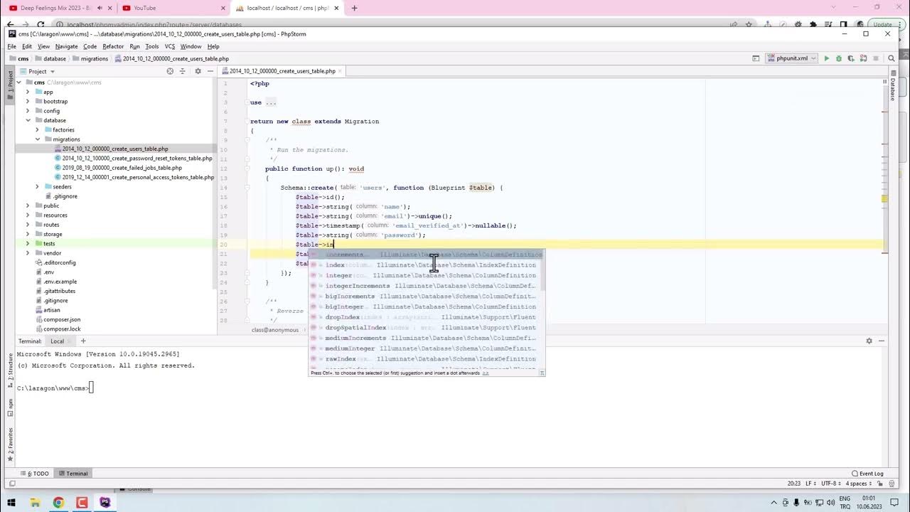 Connection to the database in Laravel 10 CMS Project - YouTube