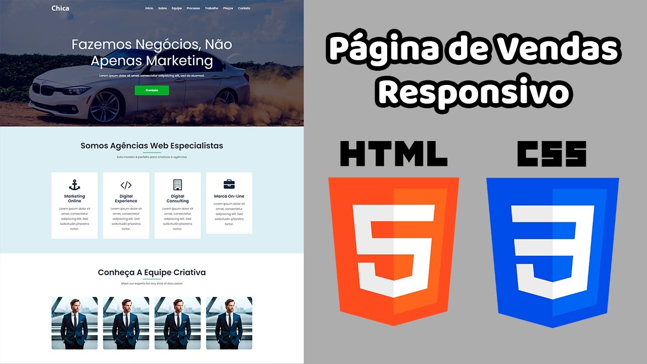 Página de Vendas HTML5 CSS Bootstrap de Uma Página Multiuso Chica - YouTube