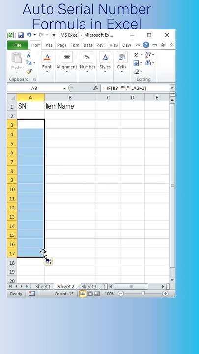 Automatic Serial Numbering in Excel #exceltech #excel - YouTube