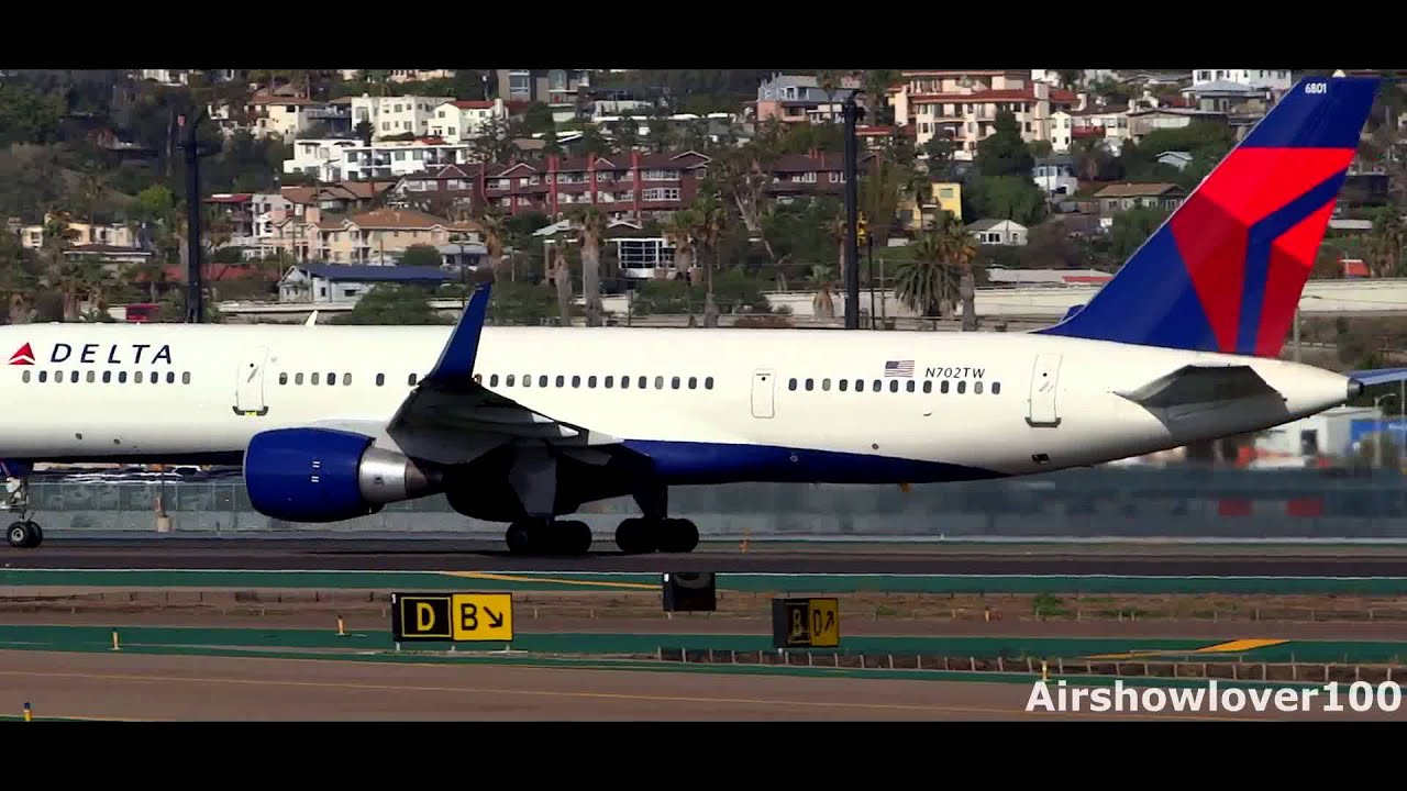 Delta Air Lines Boeing 757-200(WL) Takeoff San Diego - YouTube