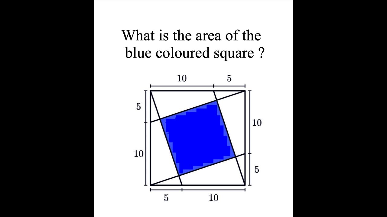 Geometry - Find the area of the blue coloured square - Method 1 - YouTube