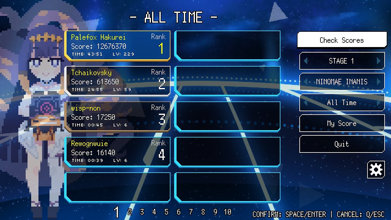 HoloCure v0.7 - Ninomae Ina'nis, Stage 1, 12,676,370pts, 43:51 - YouTube