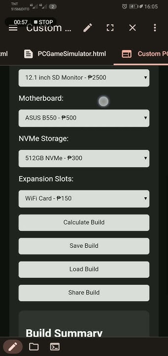 Custom PC Build Game Simulator written in HTML, CSS, JavaScript - YouTube