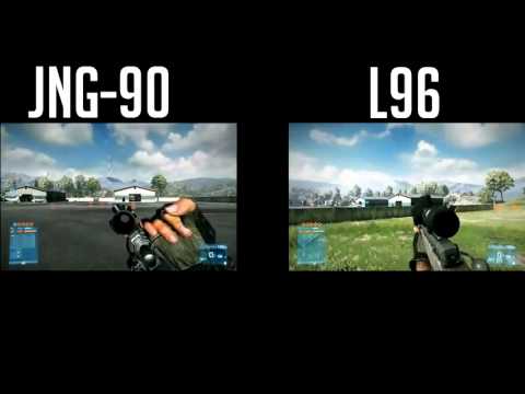 BF3 JNG-90 Bullet Drop Test Vs L96-M40A5-M98B. - YouTube