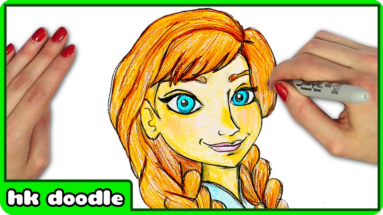 How to Draw Anna from Frozen by HooplaKidz Doodle | Drawing Tutorial ...