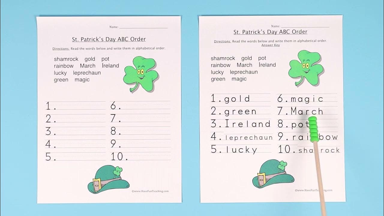St. Patrick's Day ABC Order Worksheet - YouTube