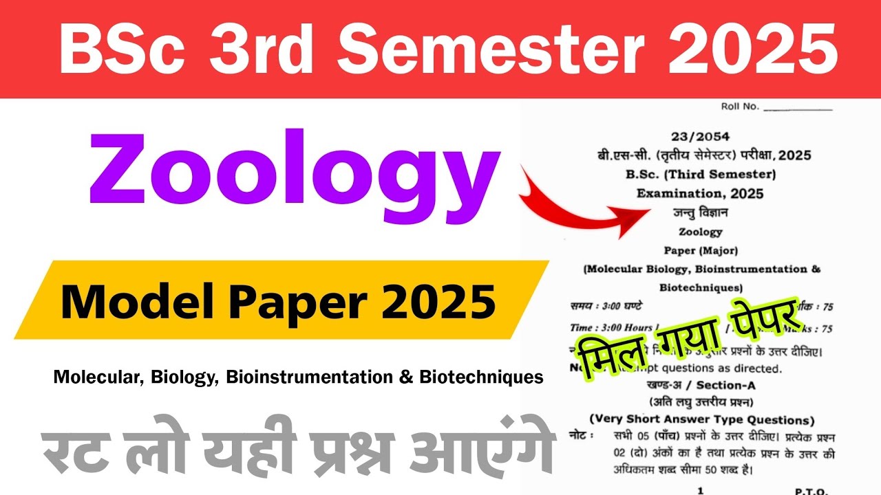 BSc 3rd semester zoology model paper 2025 | bsc 3rd semester zoology ...