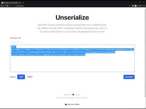 Unserialize - Convert serialized data into a JSON or Array - YouTube