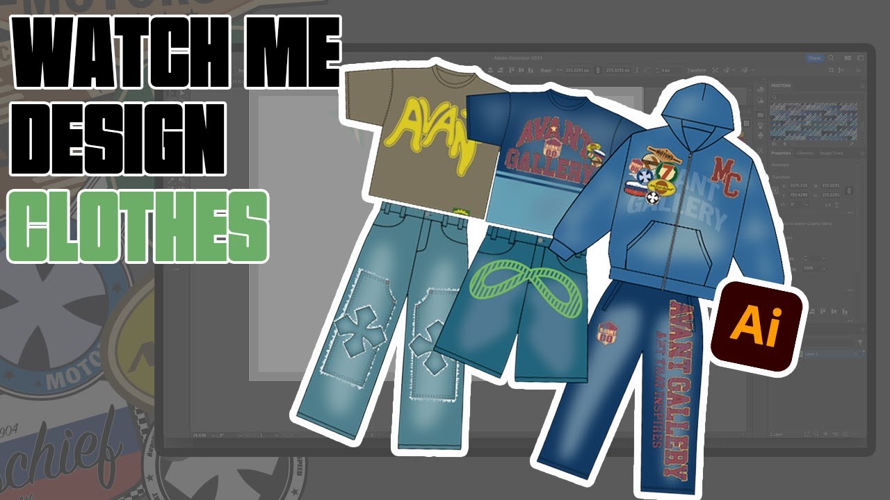 Watch me design clothes on Adobe Illustrator - YouTube