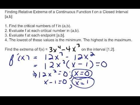 Calculus- Finding Relative Extrema on a Closed Interval - YouTube