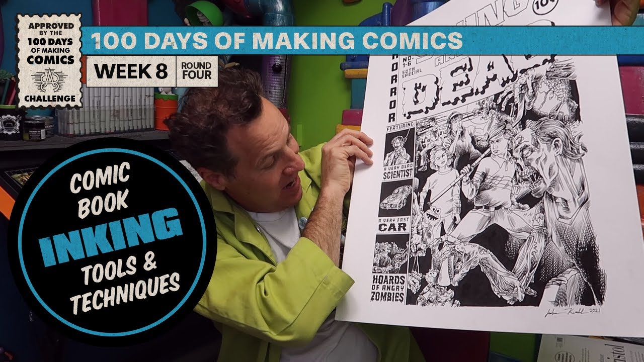 Comic Inking Tools & Techniques! 100 Days Of Making Comics Week 8 - YouTube