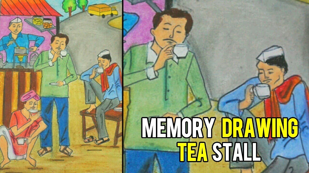 Elementary/ Intermediate Memory Drawing- 'Tea Stall'- By my student ...