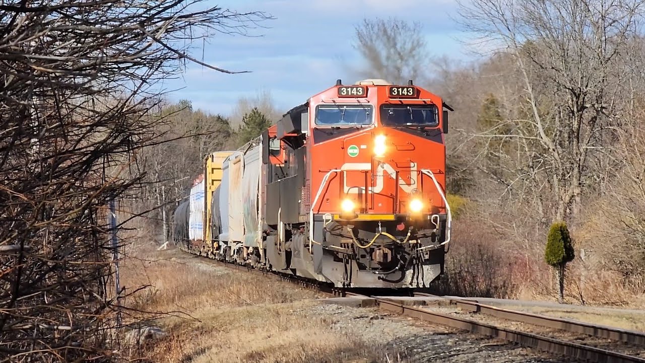Manifest/Container/Woodchip Train CN 594 Rolls Past Rothesay, NB - YouTube