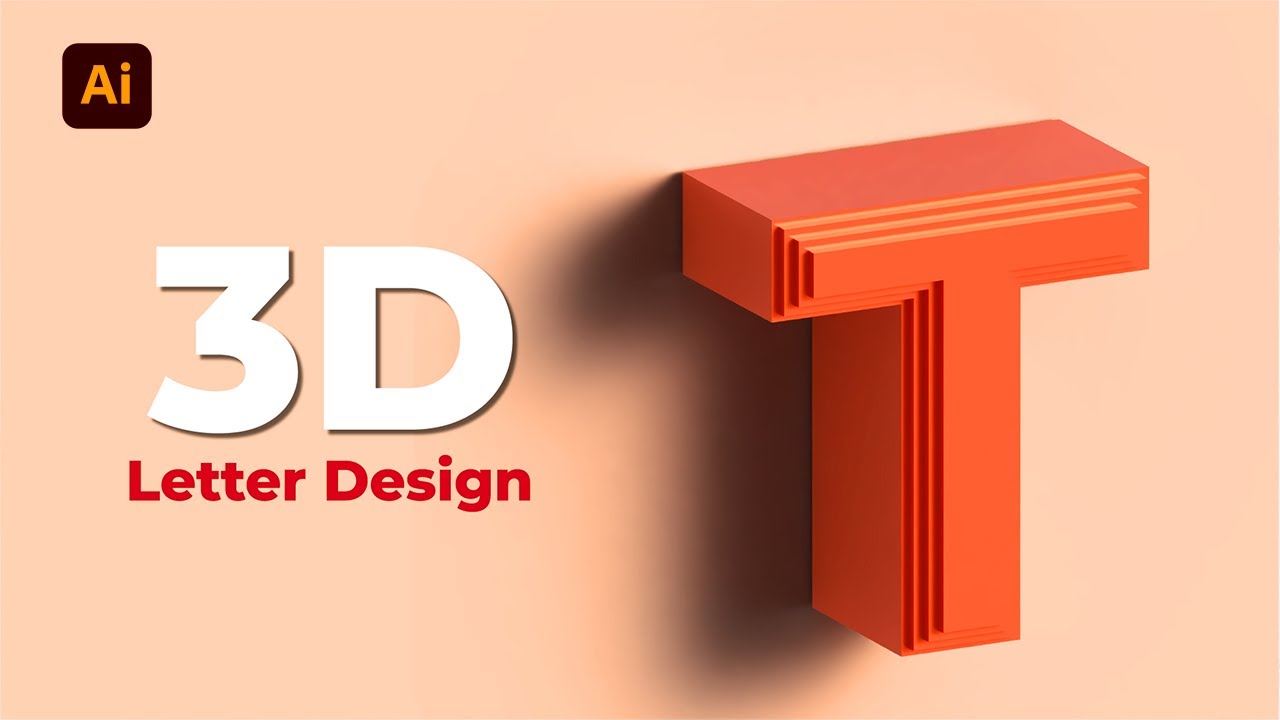 Creating a 3D Letter T Design in Illustrator || EASY TUTORIAL || 3d ...