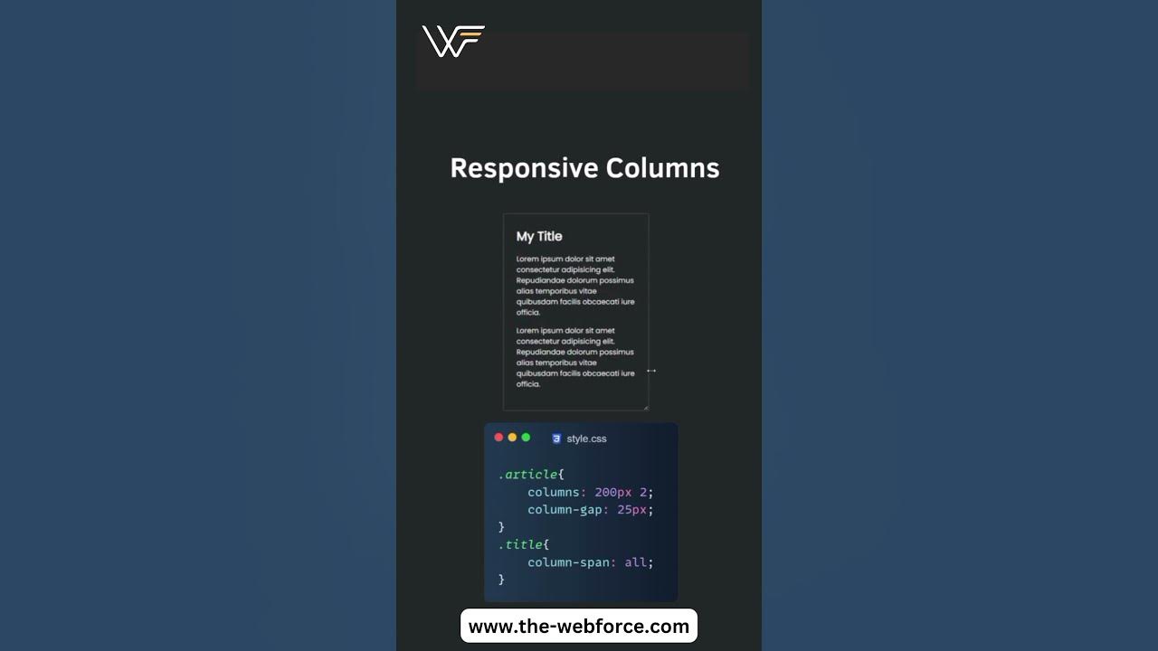 Responsive Columns #thewebforce #freelancing #frontenddevelopment #htmlcss #javascript #shorts ...