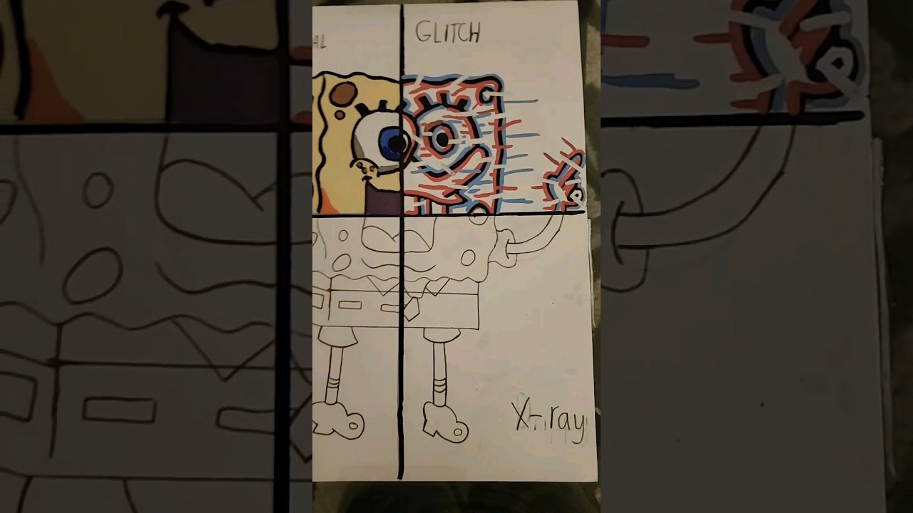 drawing SpongeBob in 4 different ways part 3 (glitch) #artist #draw ...