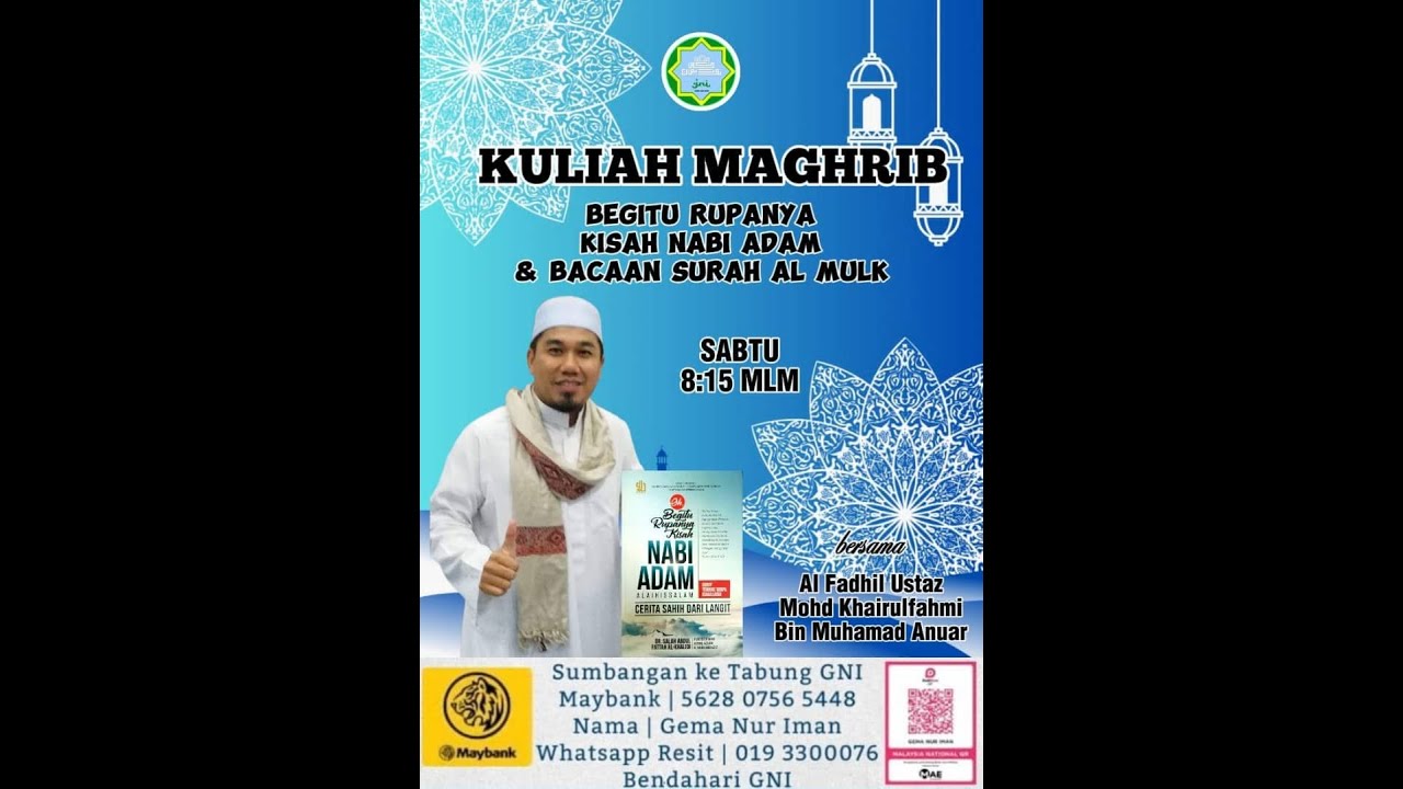 1-6-2024 | KULIAH MAGHRIB: Begitu Rupanya Kisah Nabi Adam | Ustaz Mohd ...