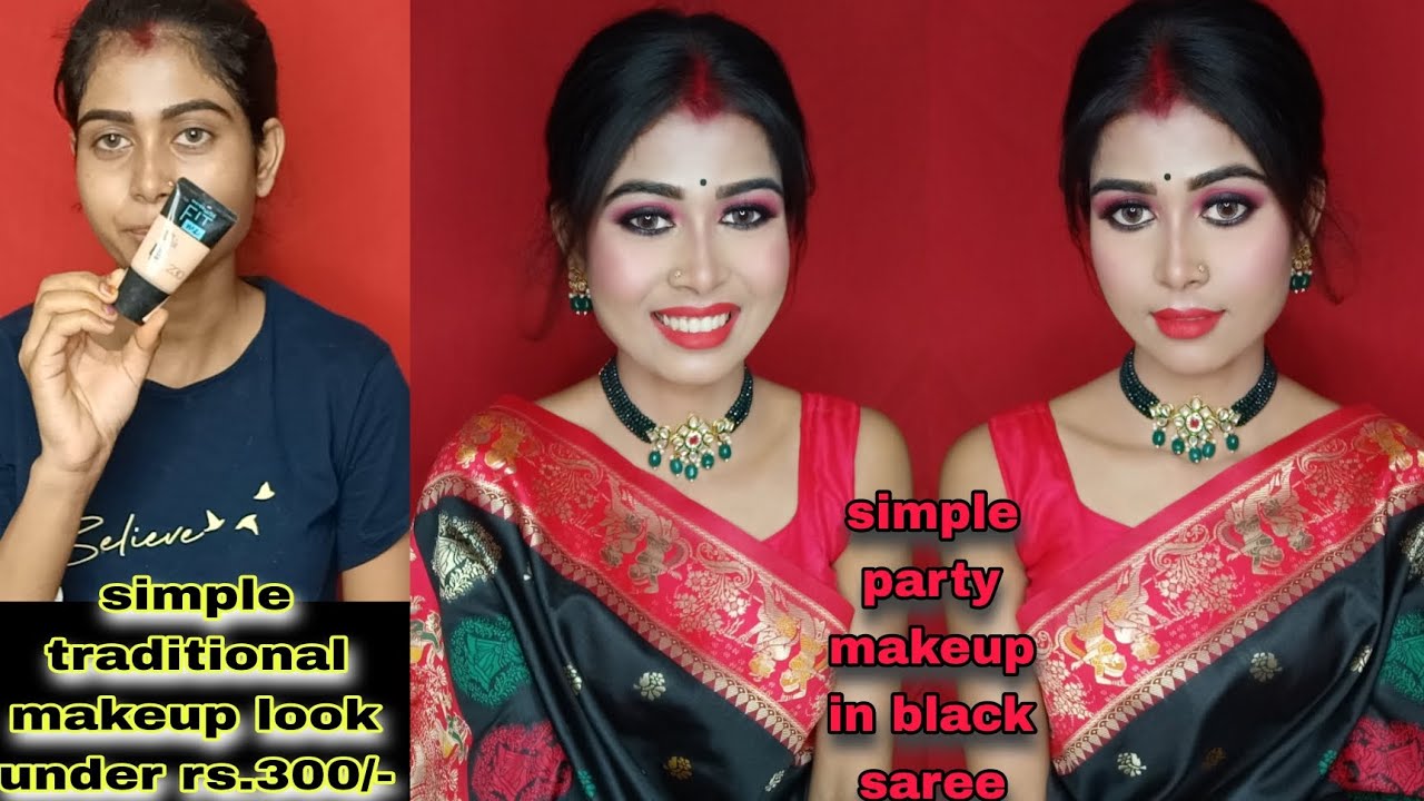 Simple Traditional Makeup Look Under RS. 300/- Products//Simple Party ...