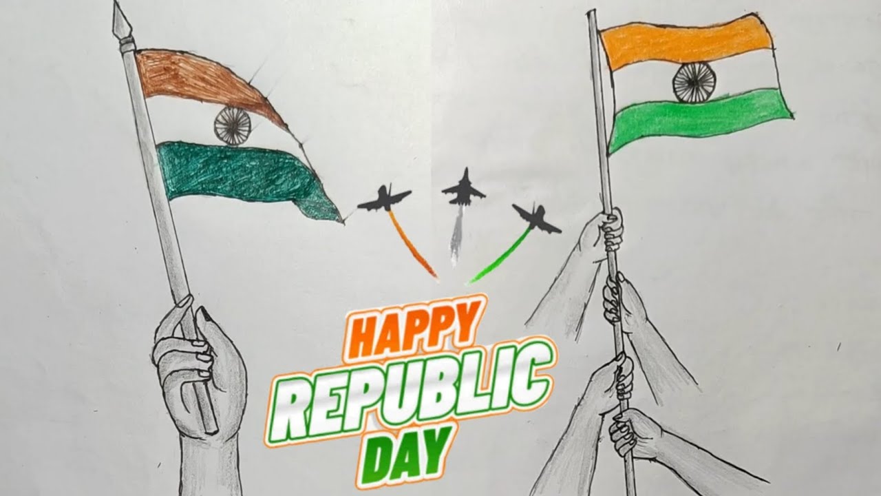 Happy Republic Day Drawing | easy drawing for beginners |। easy to easy ...
