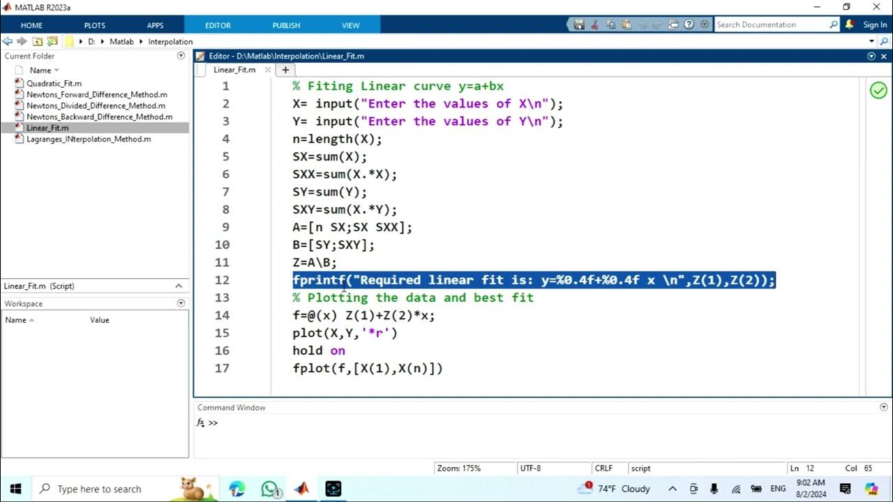 Least Square Method (Linear Fit) || Using MatLab || - YouTube