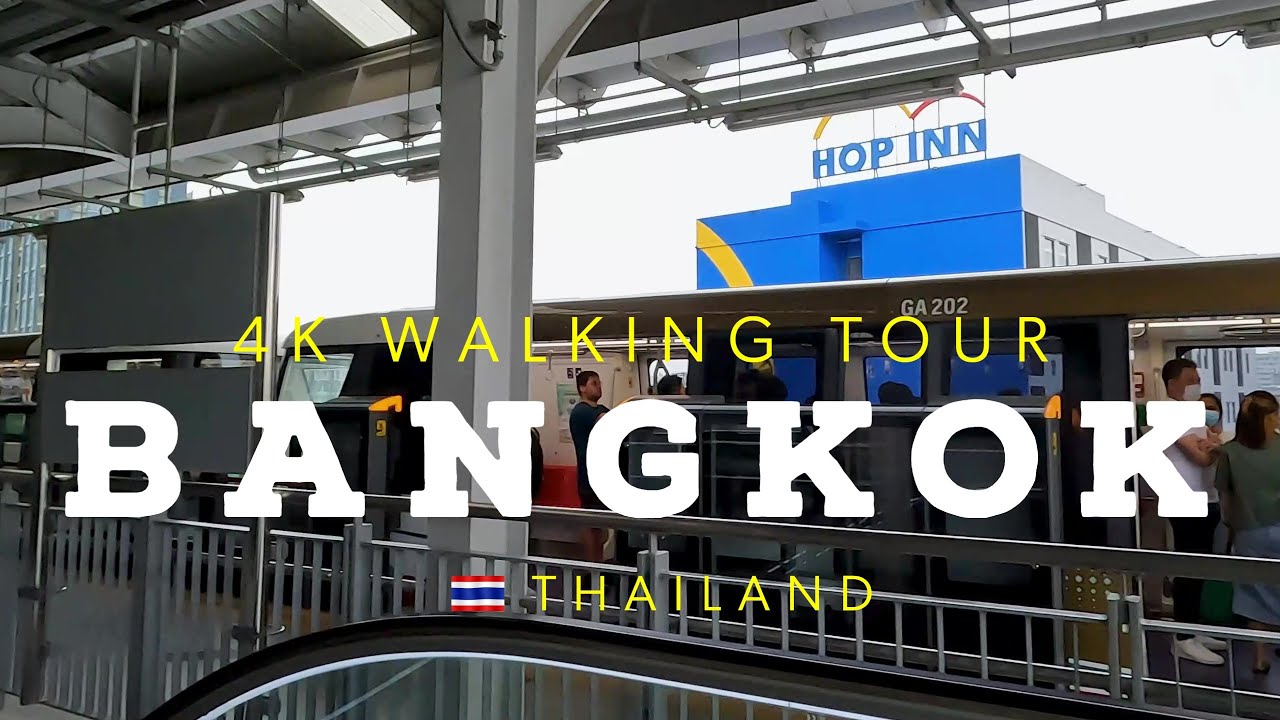 Bangkok Thailand 2023 4K train ride BTS-Goldline from Krung Thon Buri ...