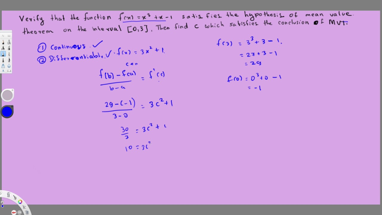 Mean Value Theorem - Example 1 - Differential Calculus - YouTube
