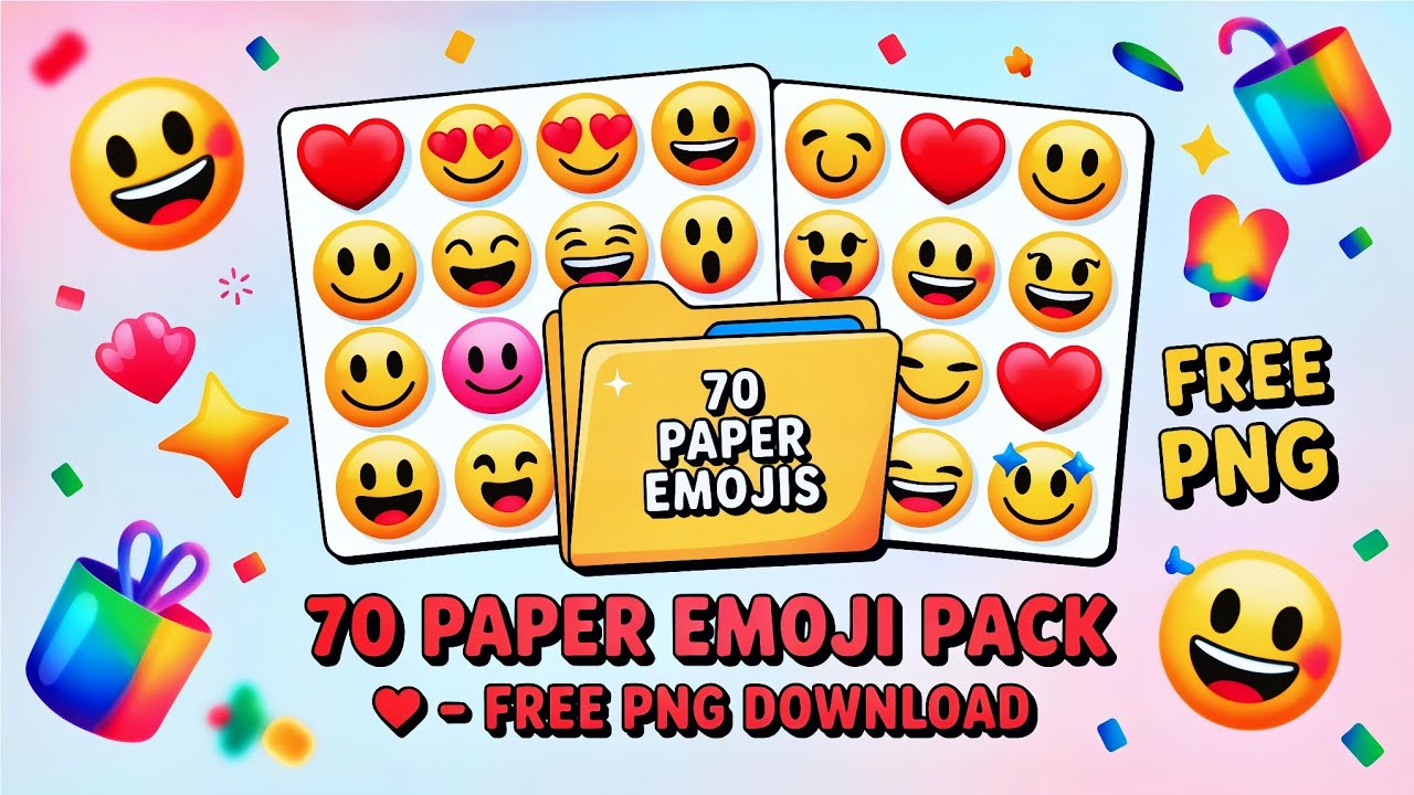70 Paper Emoji Pack ♥️ – Free PNG Download for Video Editing & Reels ...