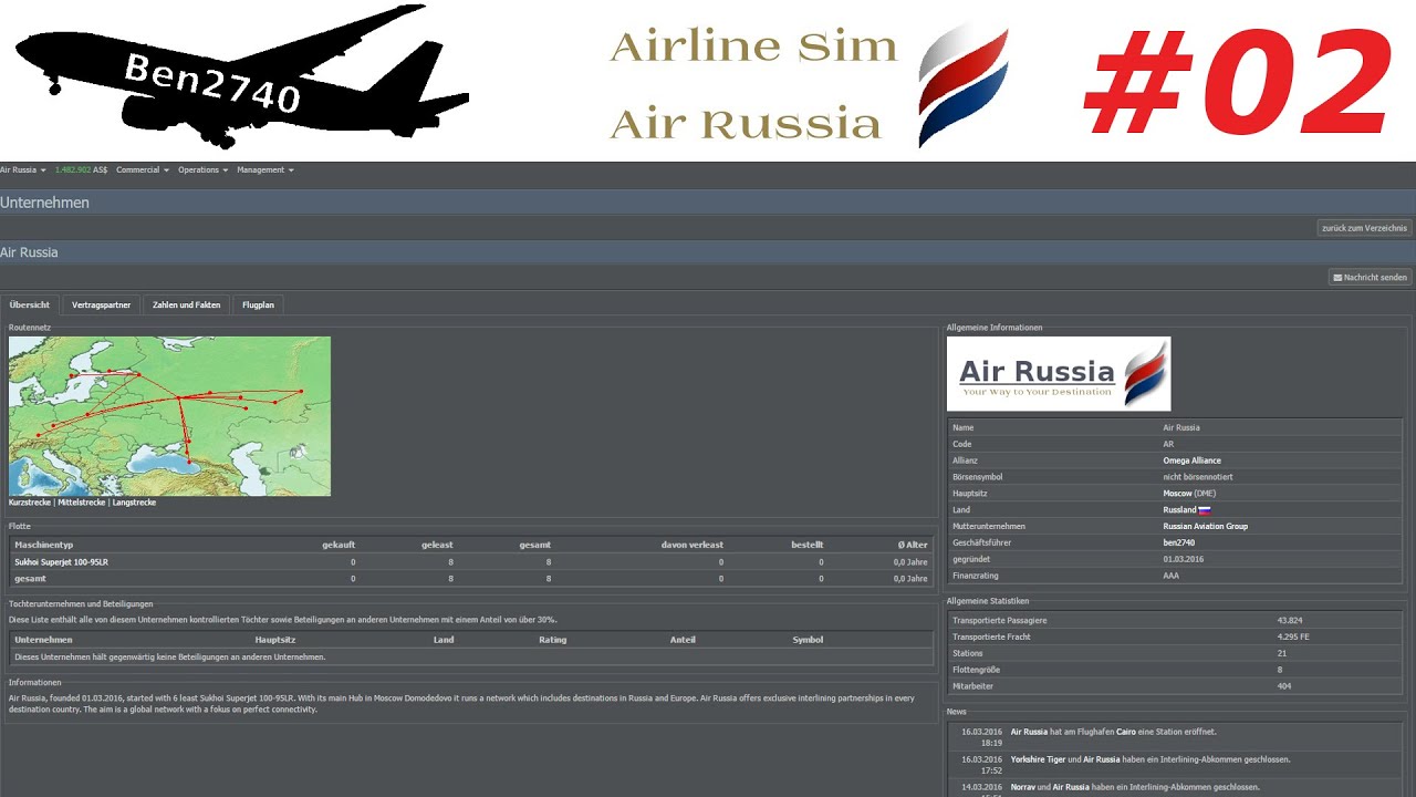 Let´s Play Airline Sim: Air Russia #02 - YouTube