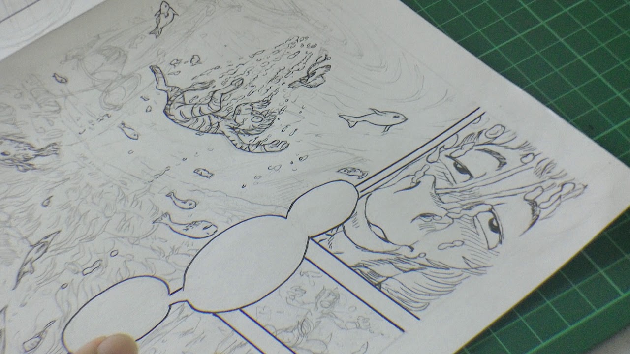 Comic Inking Timelapse (from pencil to ink) - YouTube